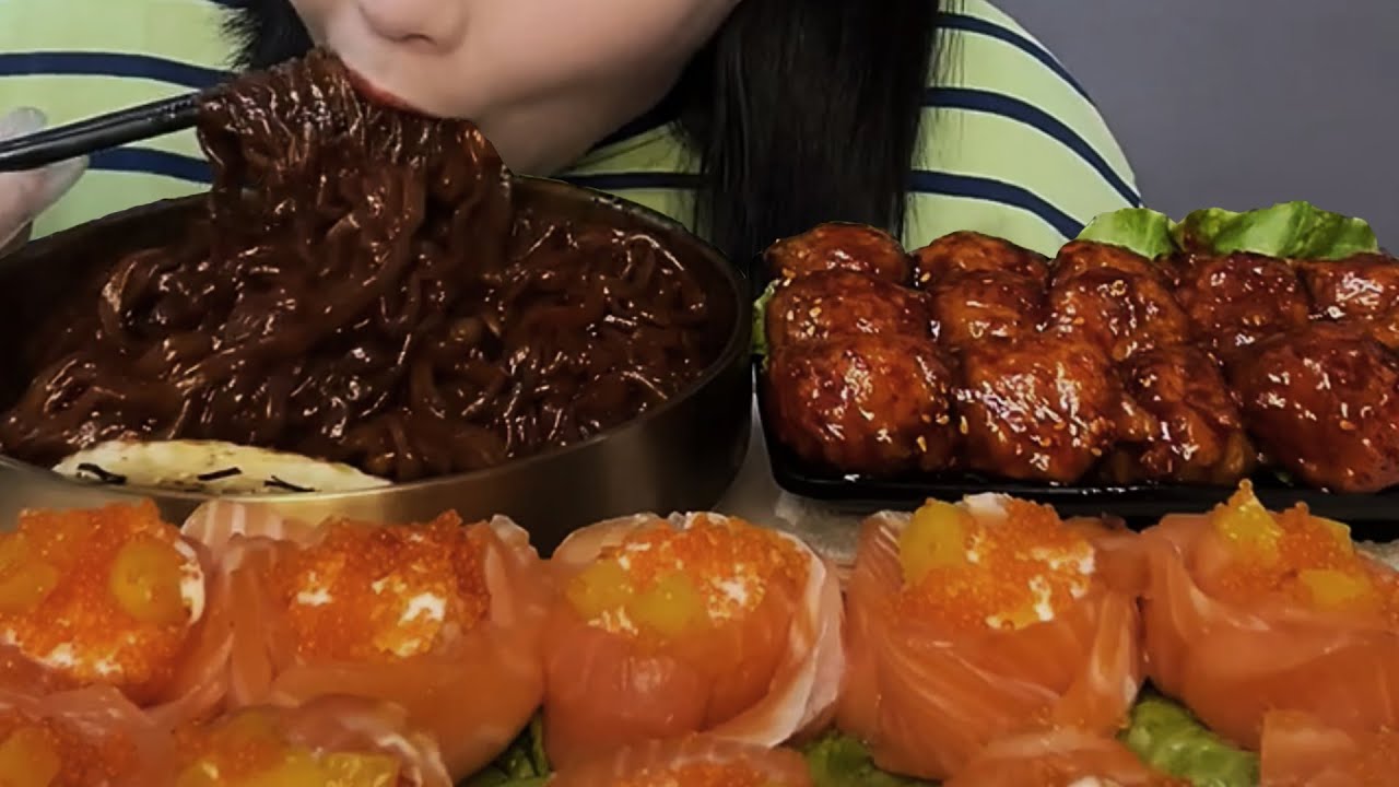 Eat ghost pepper noodles, Sushi salmon, Meatballs - YouTube