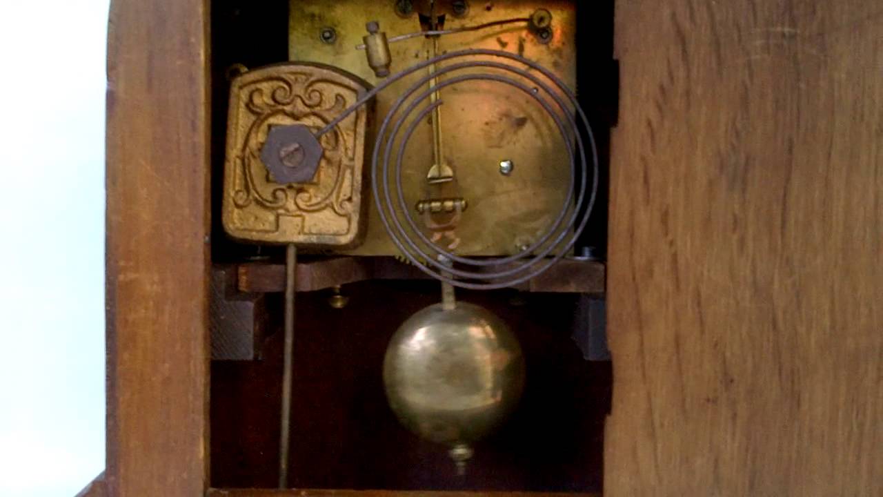 Antique German mantel clock with coil gong - YouTube