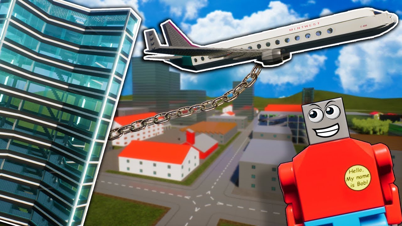 Idiots Try to Move a Tower with a Lego Airplane! - Brick Rigs ...