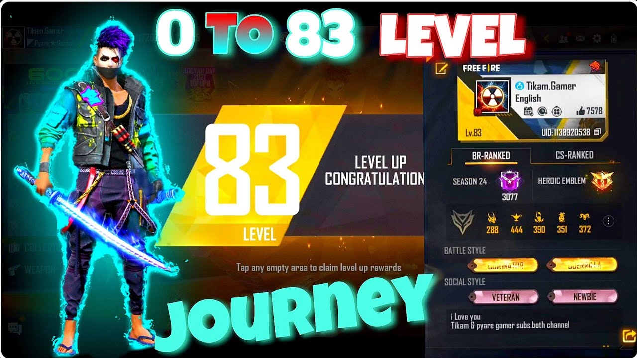 Free fire 0 to 83 level journey poco x3 pro free fire level up tips and ...
