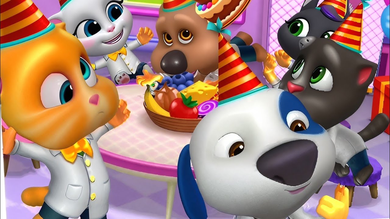 Kid'dos are enjoying a kitty party wearing lab coat🥼My Talking Tom ...