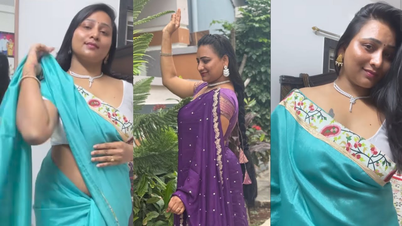 Elegant South Indian Saree Draping style | Back Pose Saree | Glamorous ...