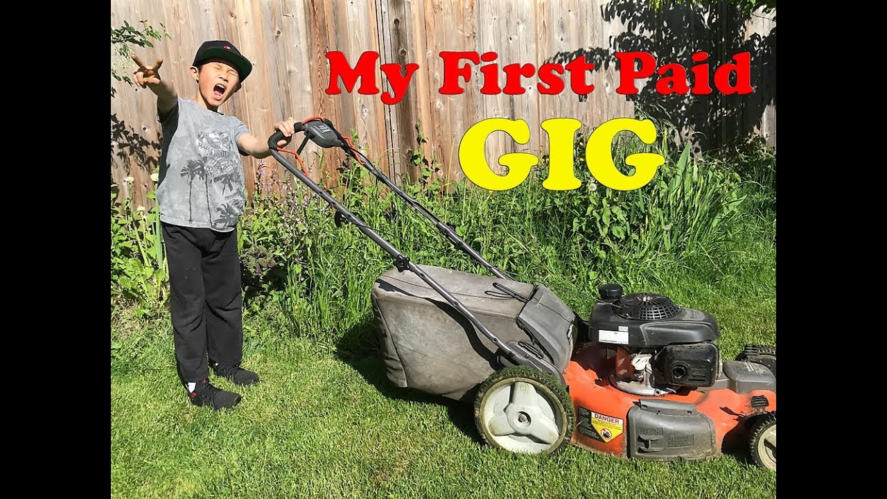 My First Paid Job Mowing the Lawn! - YouTube