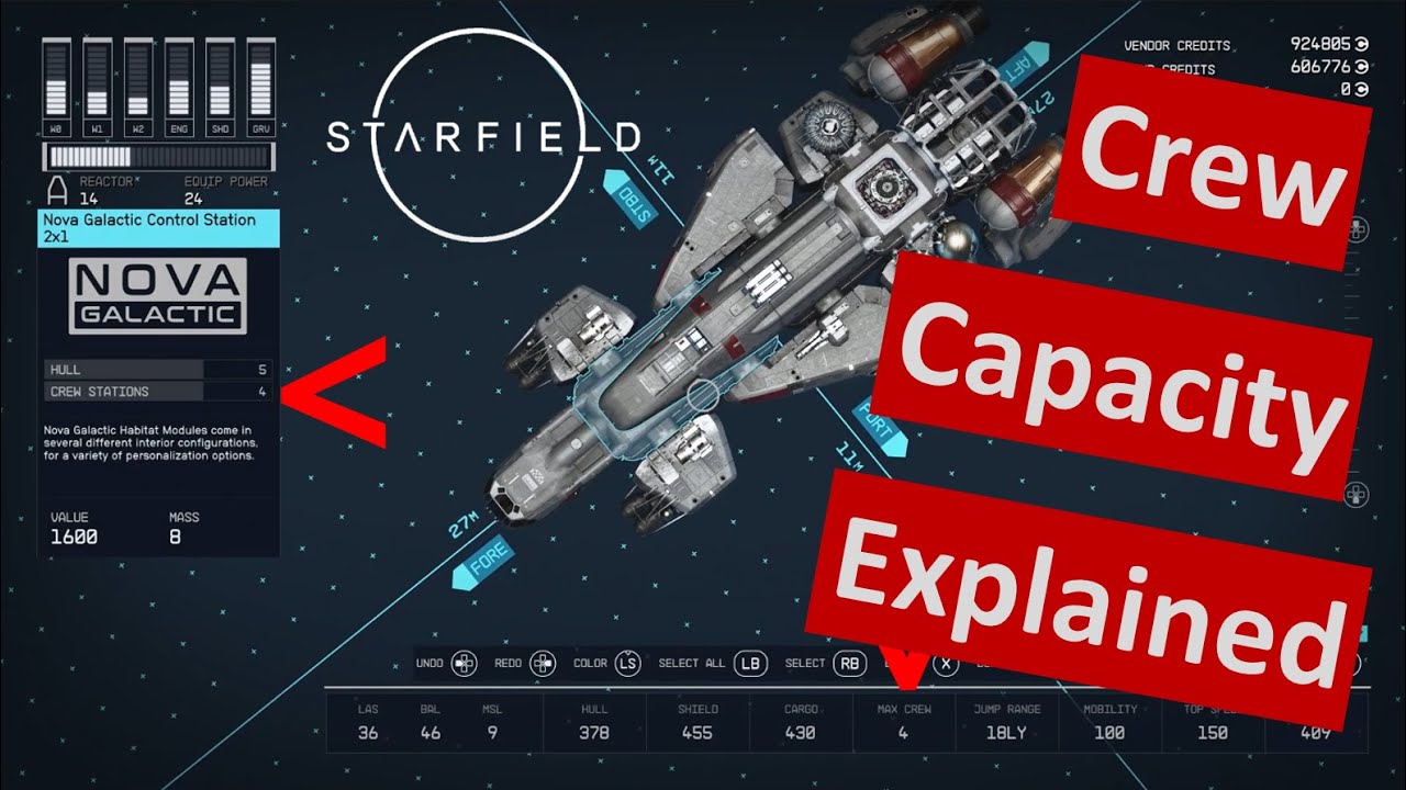Starfield Direct Spaceship Crew Breakdown; Crew Stations; Crew Capacity ...