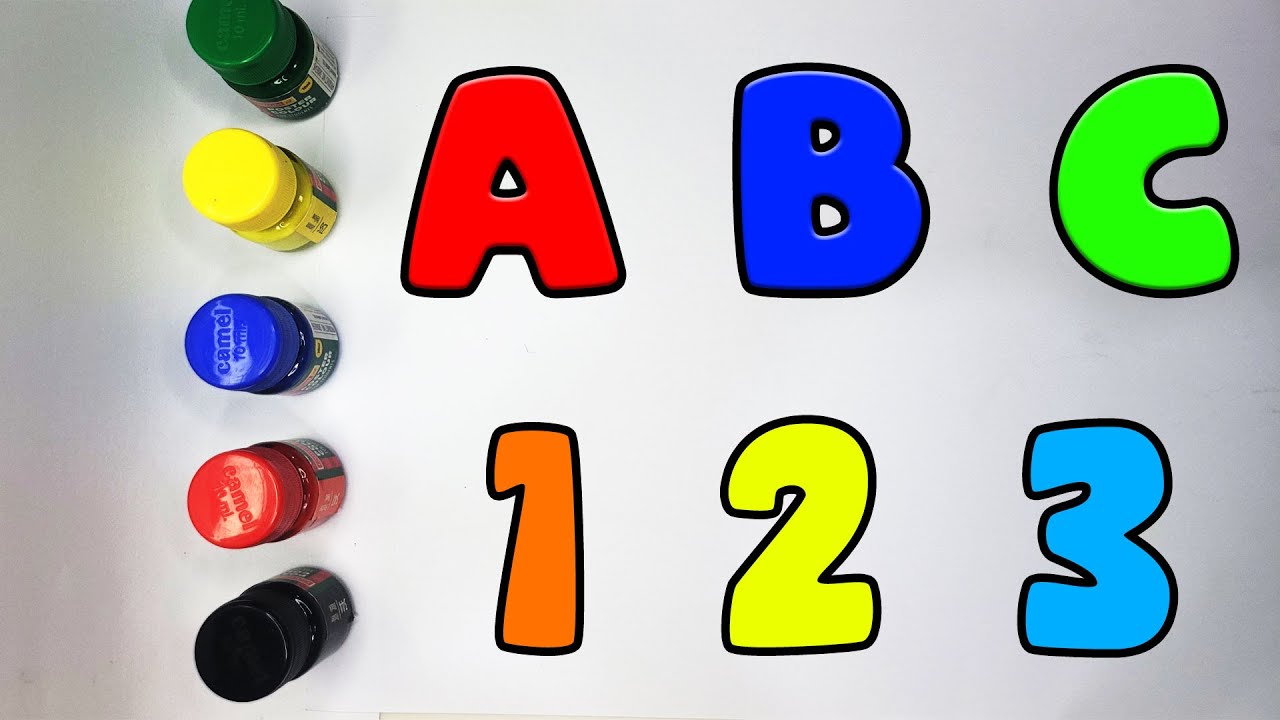 A for apple,B for ball,1 2 3 count learning and drawing Abc, 123 | in ...