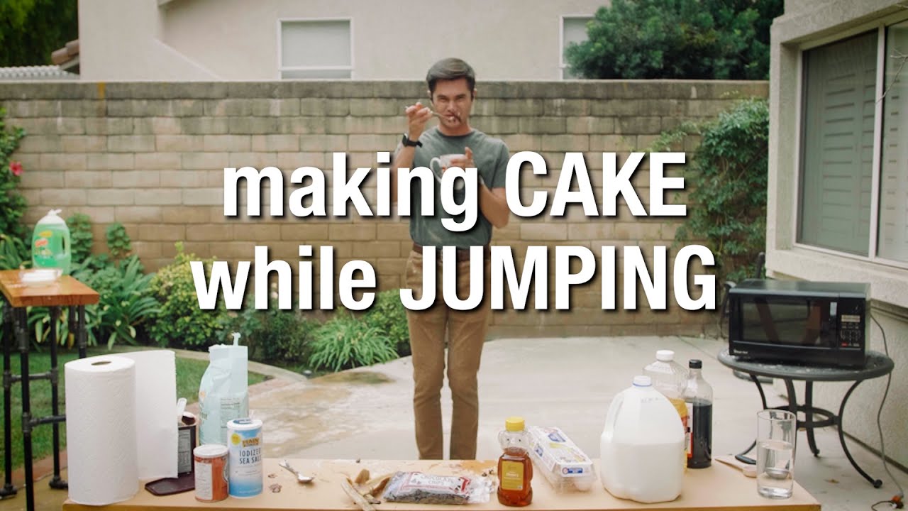 making cake while jumping - YouTube