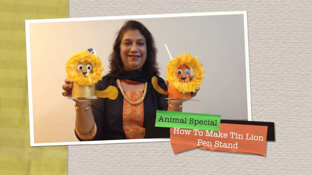 How to Make Tin Lion Pen Stand | Animal Special - YouTube