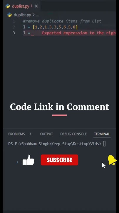 remove duplicate items from list in python #shorts - YouTube