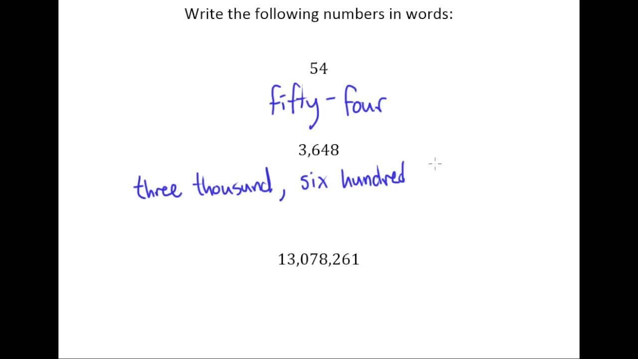 1.1d Writing Numbers in Words - YouTube