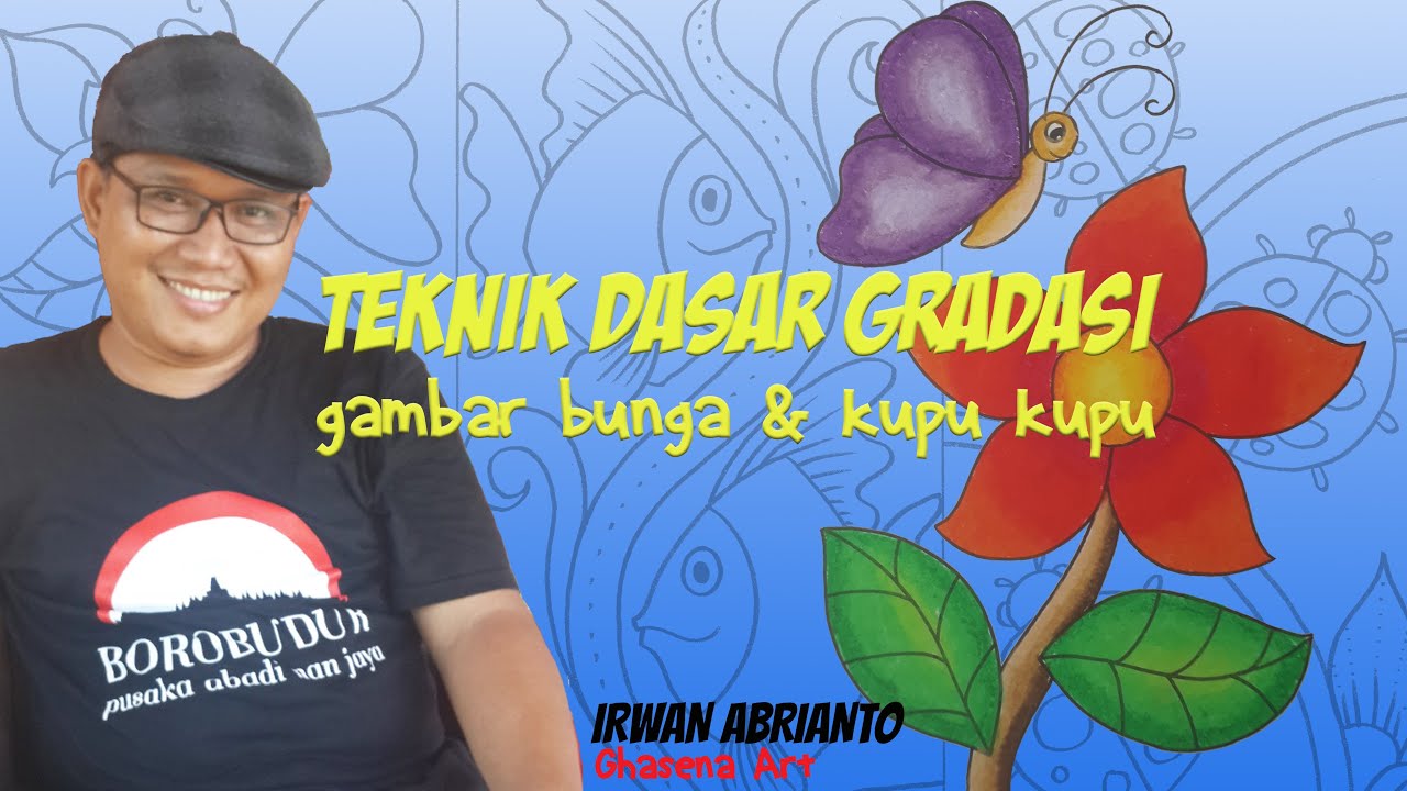 Mewarnai Bunga dan Kupu-Kupu Dengan Teknik Gradasi Menggunakan Krayon ...