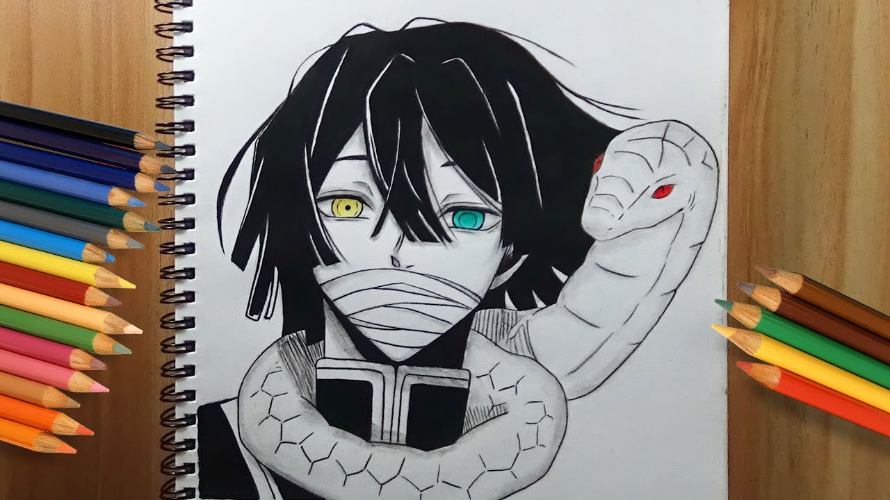 Drawing Obanai Iguro From Demon Slayer With Colored Pencils - YouTube