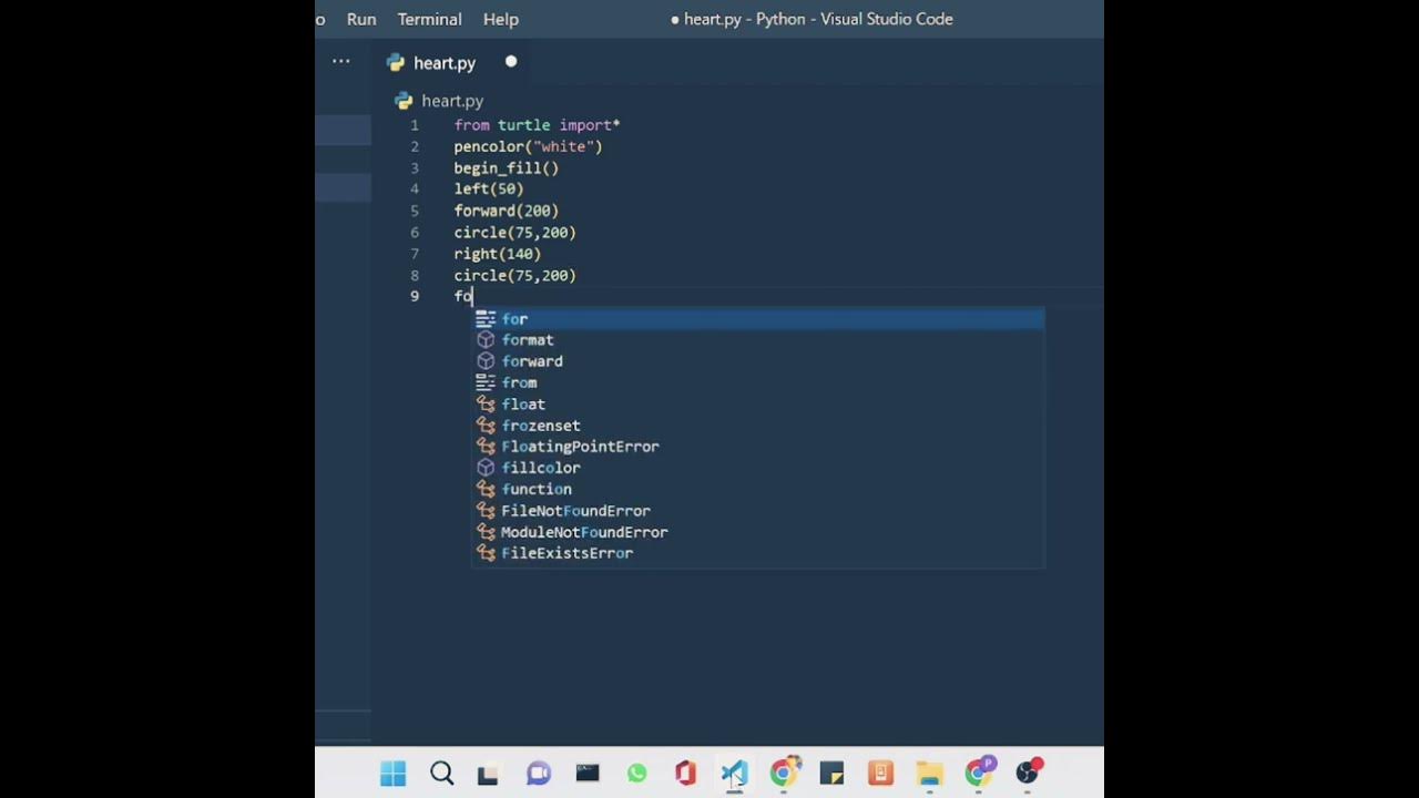 Making Heart ️ Using Python Turtle Python Programming Glimpse Of Code Shorts Youtube