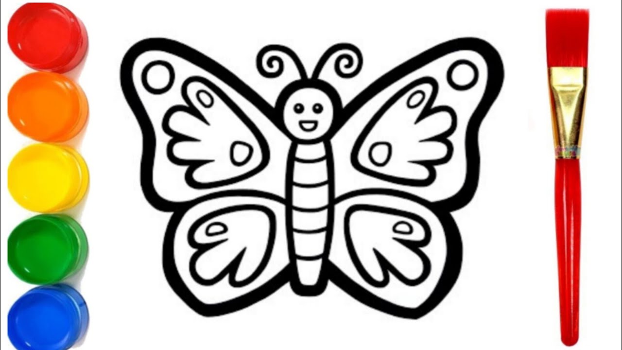 How to draw Butterfly for kids toddlers | Butterfly drawing colouring ...