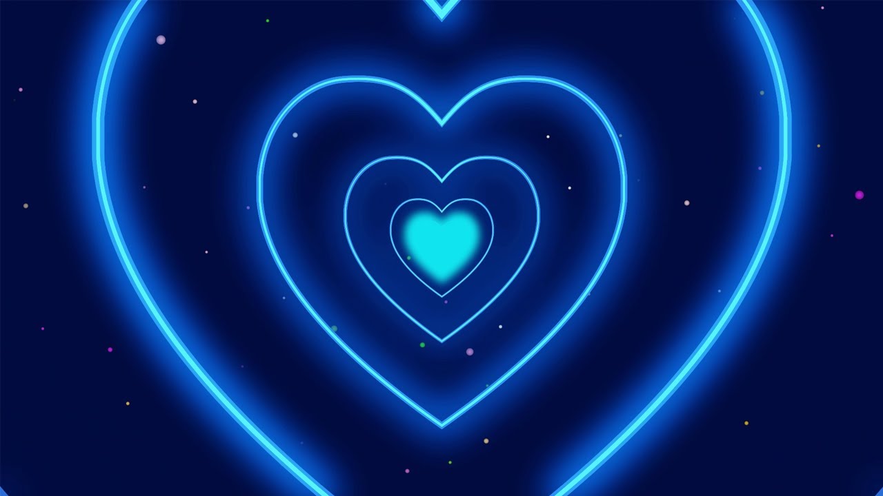 Neon Lights Love Heart Tunnel Background Video ǁ Blue Heart Moving ...
