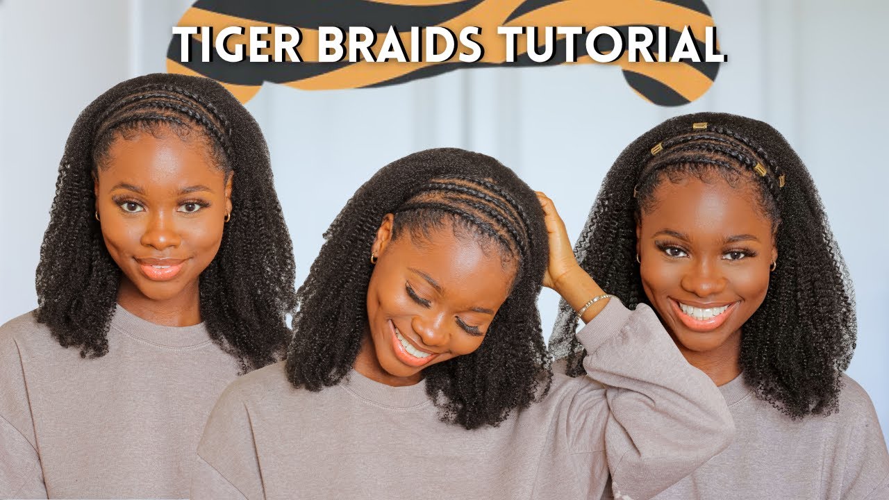 So I tried the TIGER STRIPE BRAIDS on my 4C natural hair | How to do ...