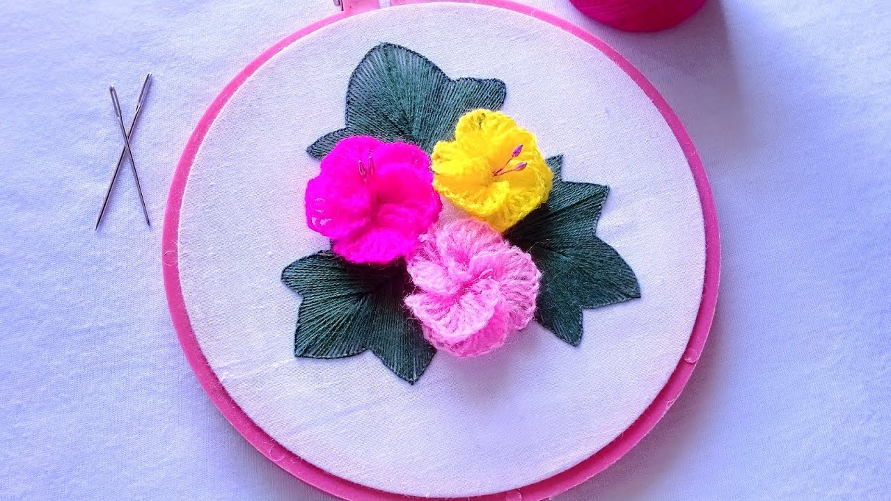 Tutorial Menyulam Bunga Kembang Sepatu Bagi Pemula (Hand Embroidery ...