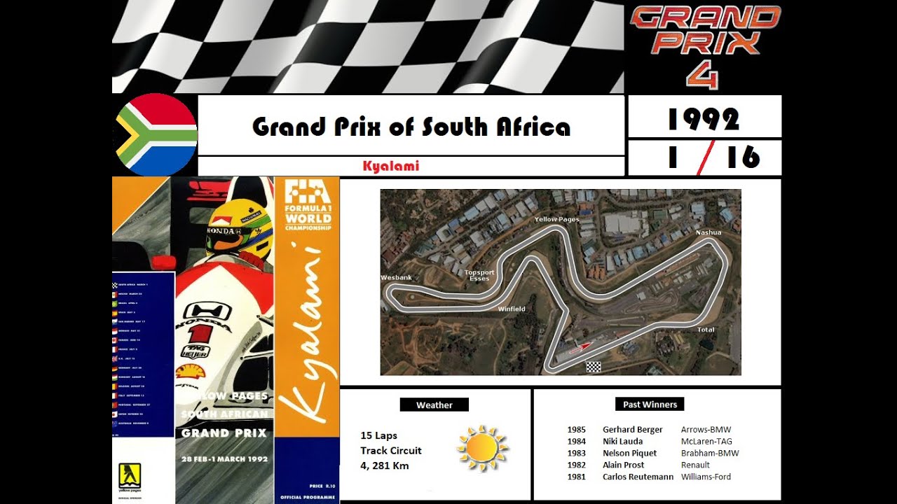 1992 - Race 1 - South Africa (GP4 F1 History Simulation) - YouTube