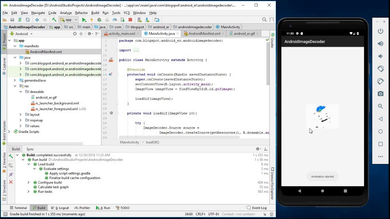 Display animated GIF using ImageDecoder - YouTube
