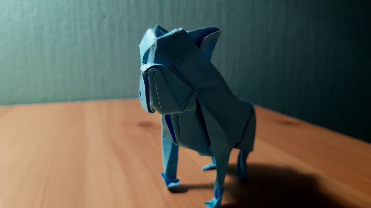 Origami French bulldog (Kamei Kohei) - YouTube
