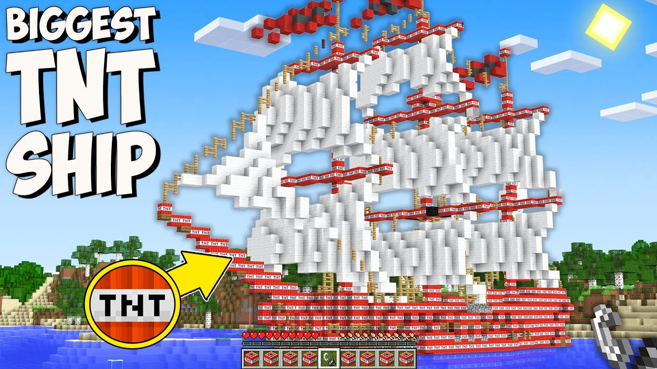 NEVER LIGHT THE BIGGEST TNT SHIP in Minecraft! I tound THE LONGEST ...