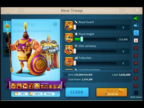 Arthur Pendragon Testing Rise of kingdoms #riseofkingdoms #rok - YouTube