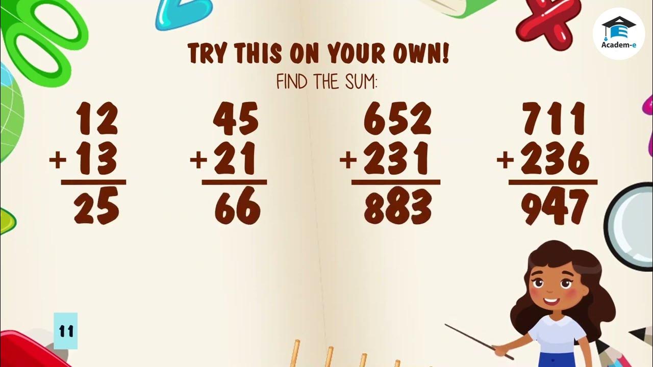 MATH02L07: Adding 2-3 Digit Numbers without Regrouping - YouTube