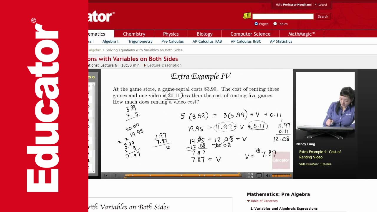 Pre Algebra Solving Equations With Variables On Both Sides YouTube pre-algebra-solving-equations-with-variables-on-both-sides-youtube