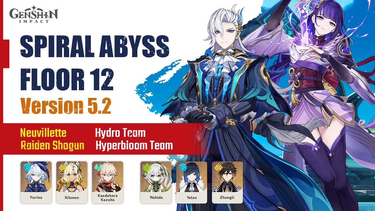 Spiral Abyss Floor 12 Version 5.2 - Neuvillette Hydro Team & Raiden ...