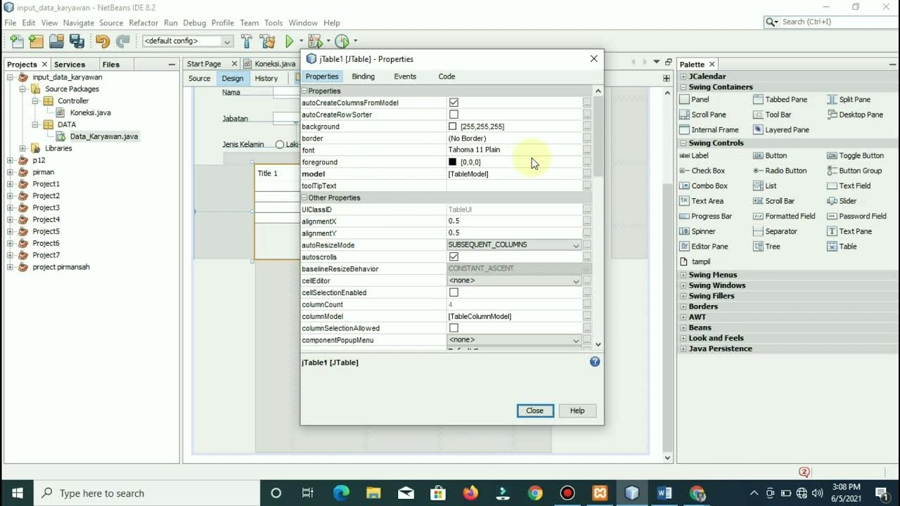 Membuat Aplikasi Kepegawaian Sederhana Di NetBeans IDE | Form Input Data Karyawan Java CRUD ...