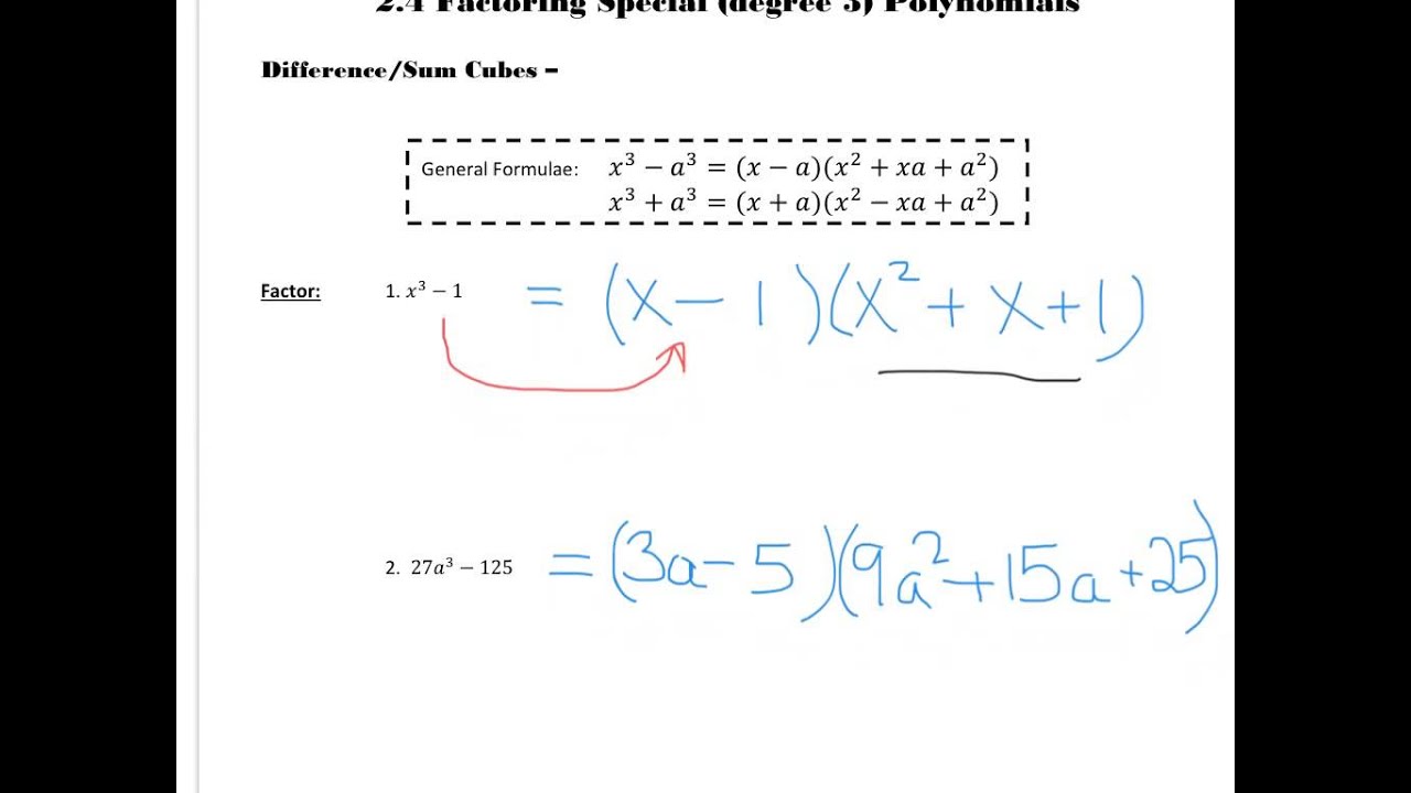 2.4 Special Factoring - YouTube