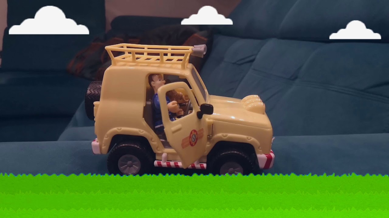 A Fireman sam BOMBERO SAM woke up and drive a jeep to adventure gasilec ...