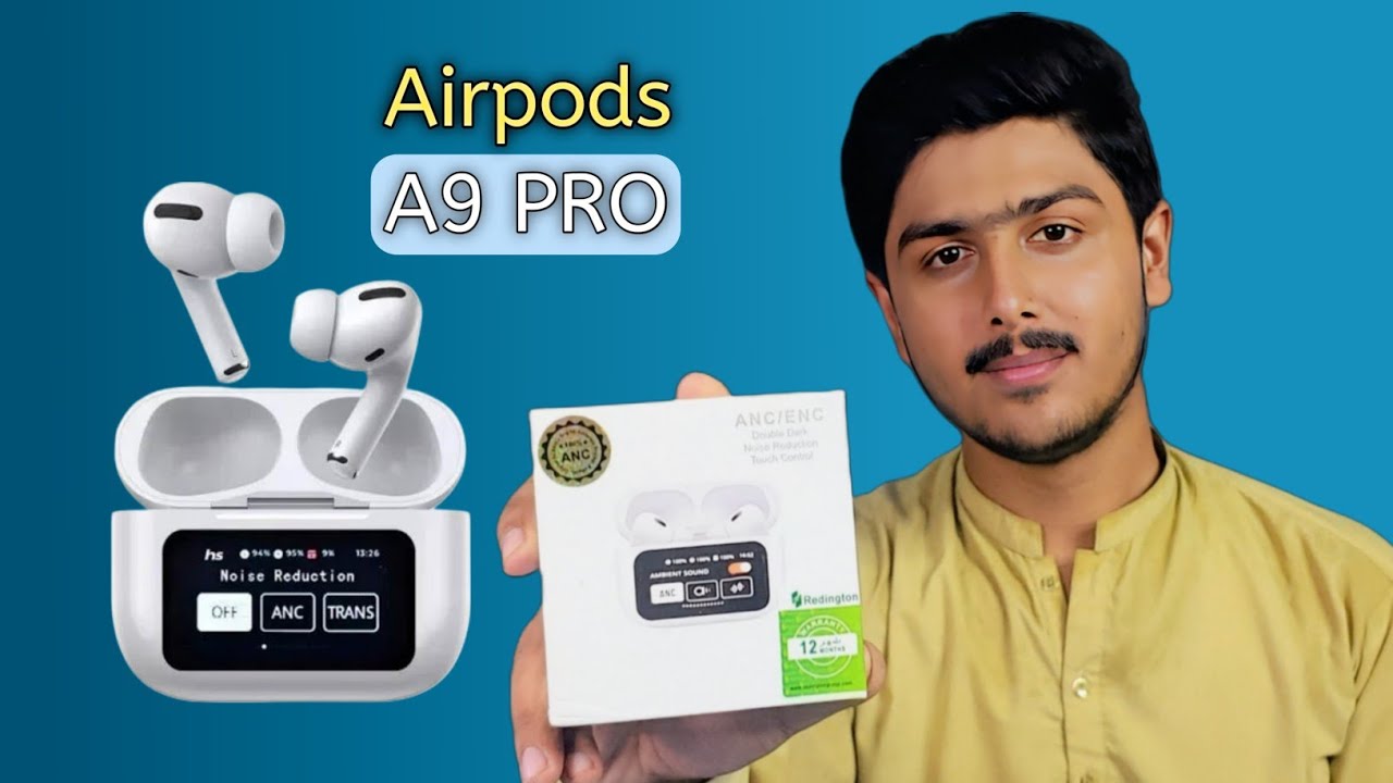 A9 Pro Airpods with Touch Display | ANC+ENC | Unboxing & Review - YouTube