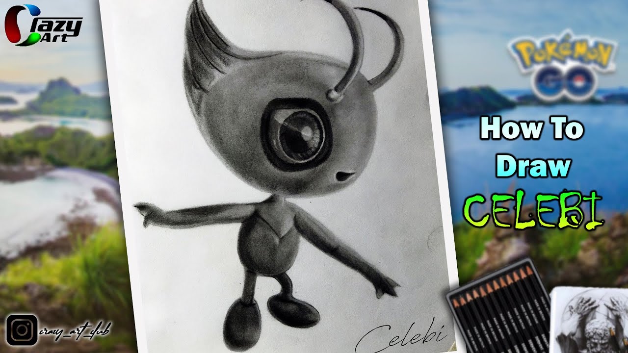 How To Draw Celebi Pokemon | Realistic Drawing For Kids | Celebi | easy ...