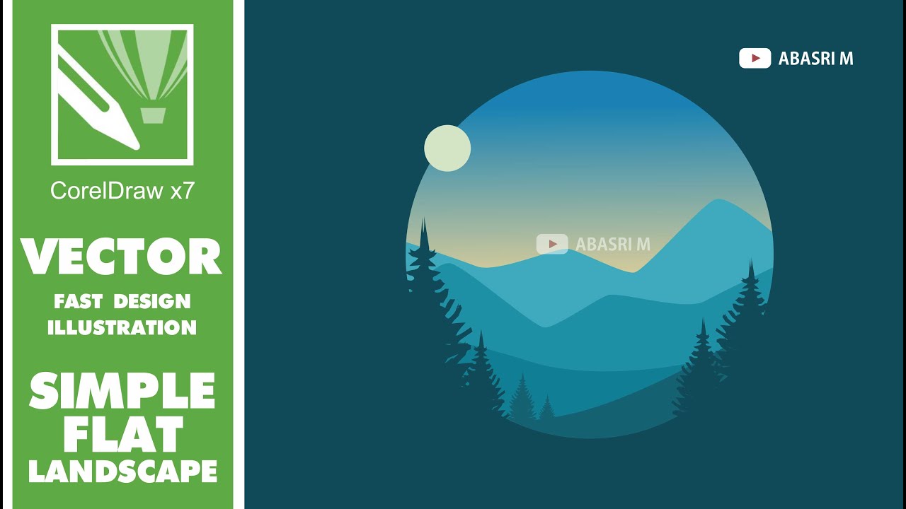 Corel Draw x7 - Draw a Flat Landscape - YouTube