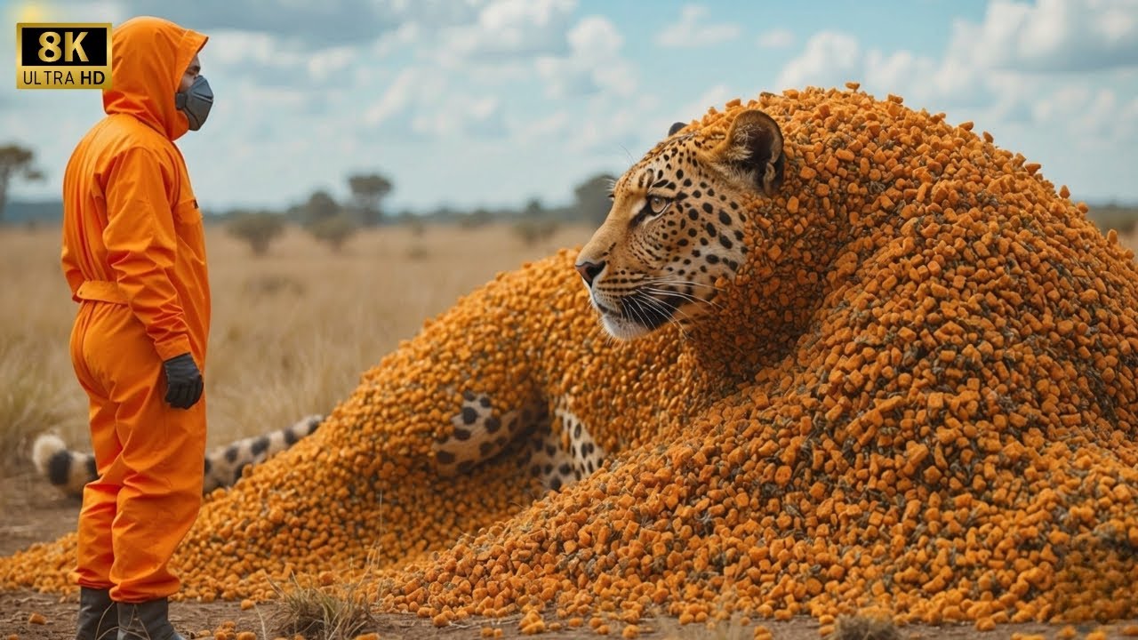 leopard Covered with dangerous Bees and Parasites saved By Rescuers ...