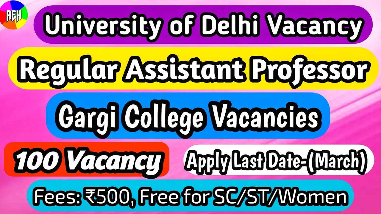 100 Regular Assistant Professor Vacancy | Assistant Professor Vacancy ...