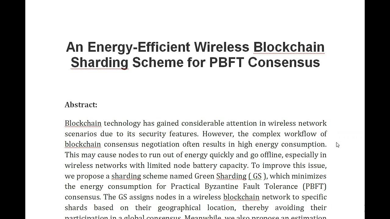 An Energy Efficient Wireless Blockchain Sharding Scheme for PBFT Consensus - YouTube