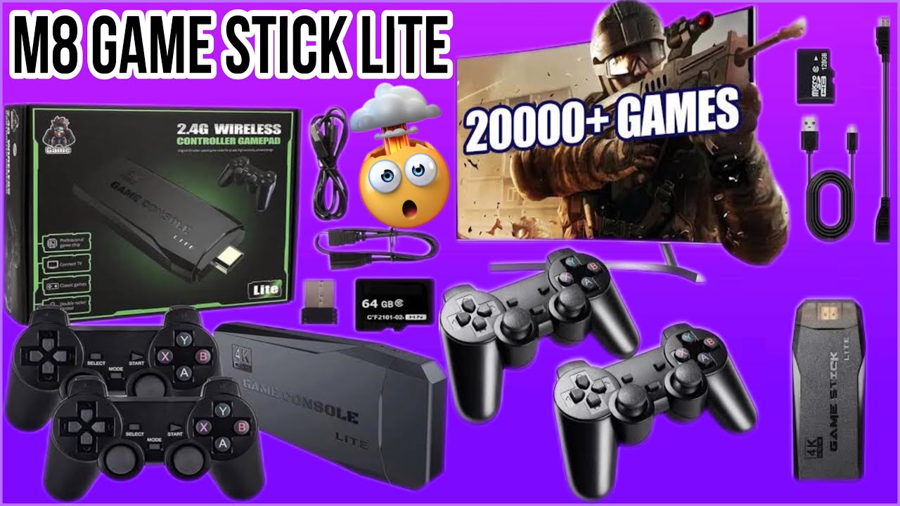 M8 Game Stick Lite | 4K Game Stick | 2.4G Wireless Controller Game ...