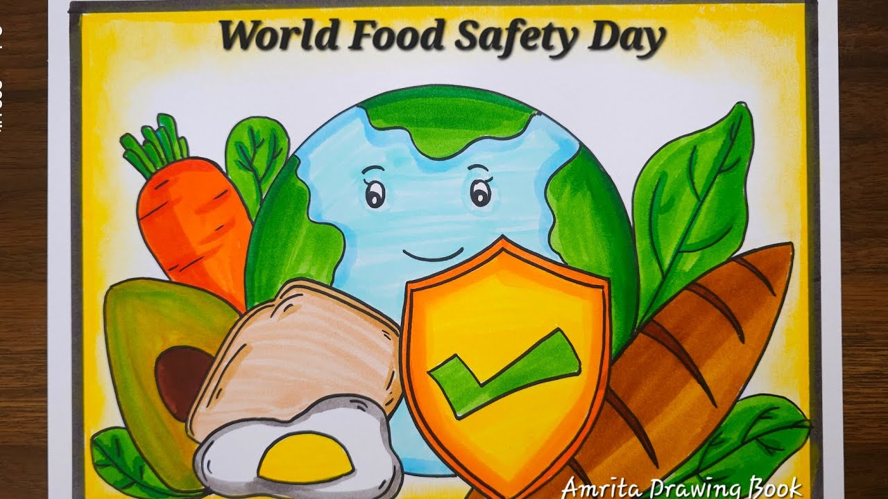 World Food Safety Poster Drawing | Healthy Diet Chart Drawing | Eat ...