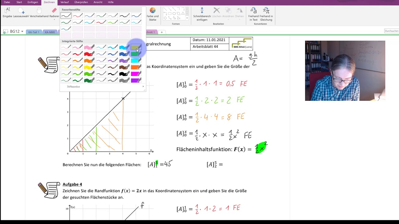 Arbeitsblatt 44: Von der Randfunktion zur Flächeninhaltsfunktion - YouTube
