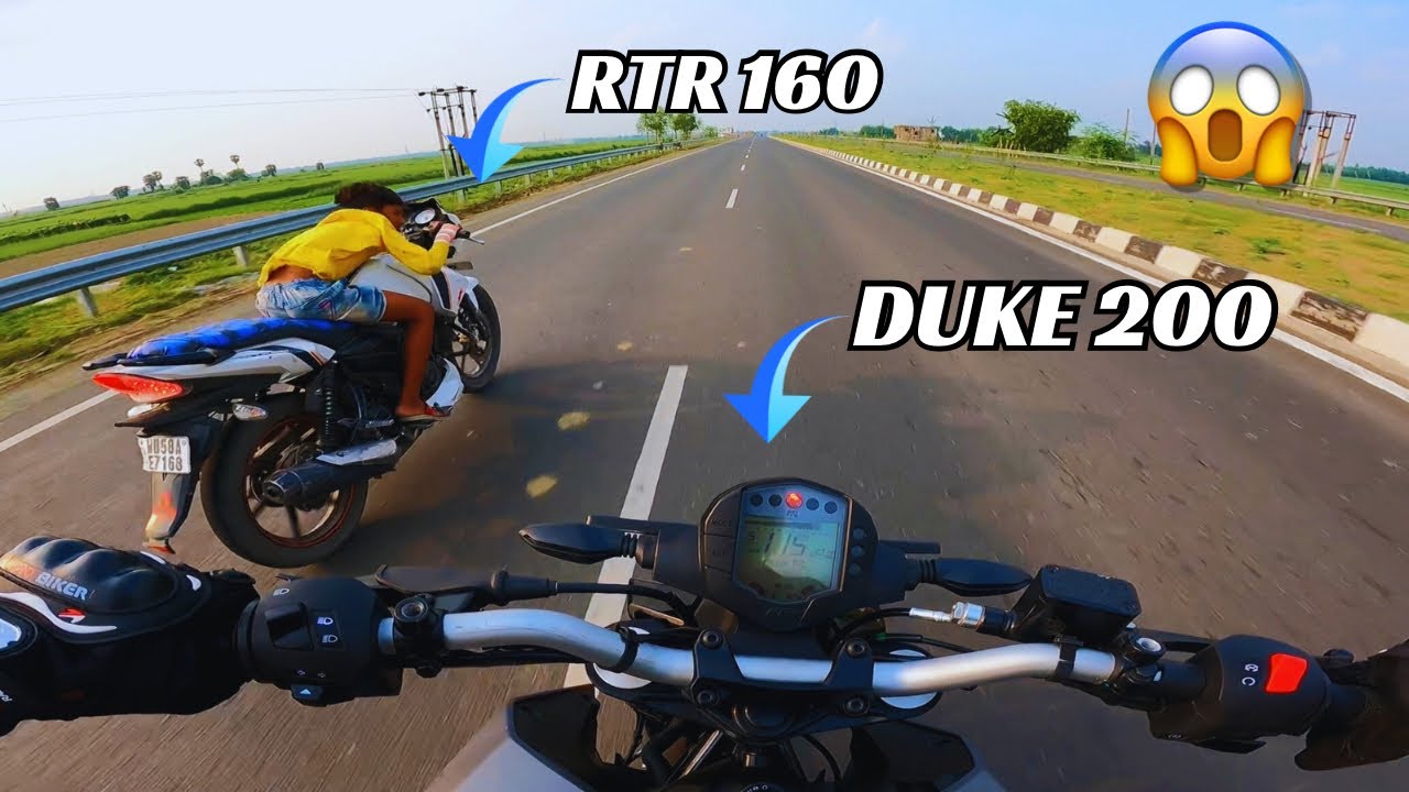 KTM Duke 200 Ride | Duke 200 VS Rtr 160 Race | Kid Challenge Me for ...
