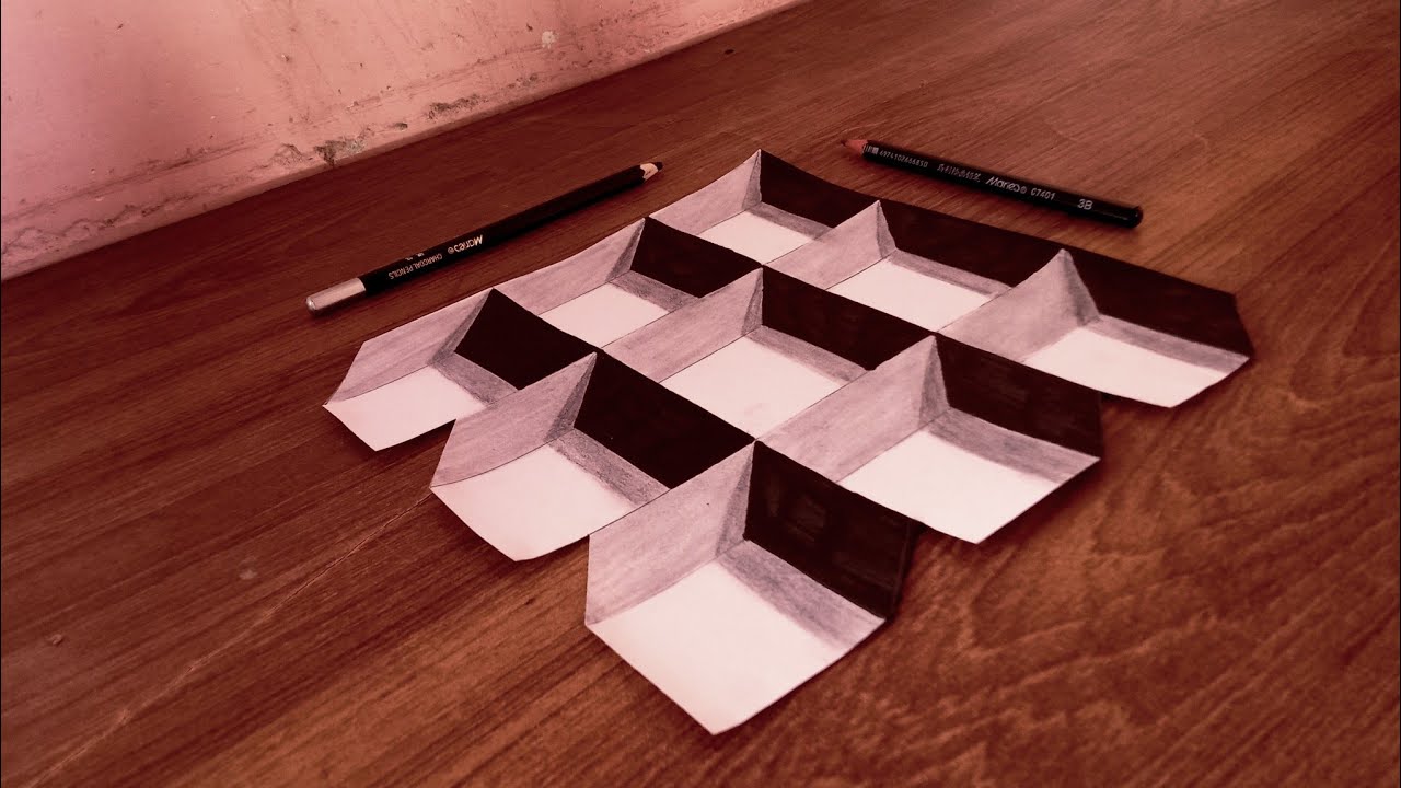 easy 3d drawing on paper for beginners - YouTube
