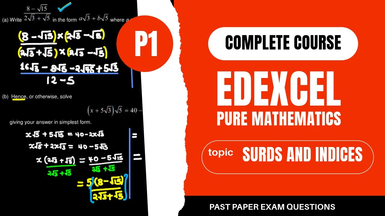 Mastering Edexcel Pure Math: Indices And Surds Part 3 - Wma11/o1 Past ...