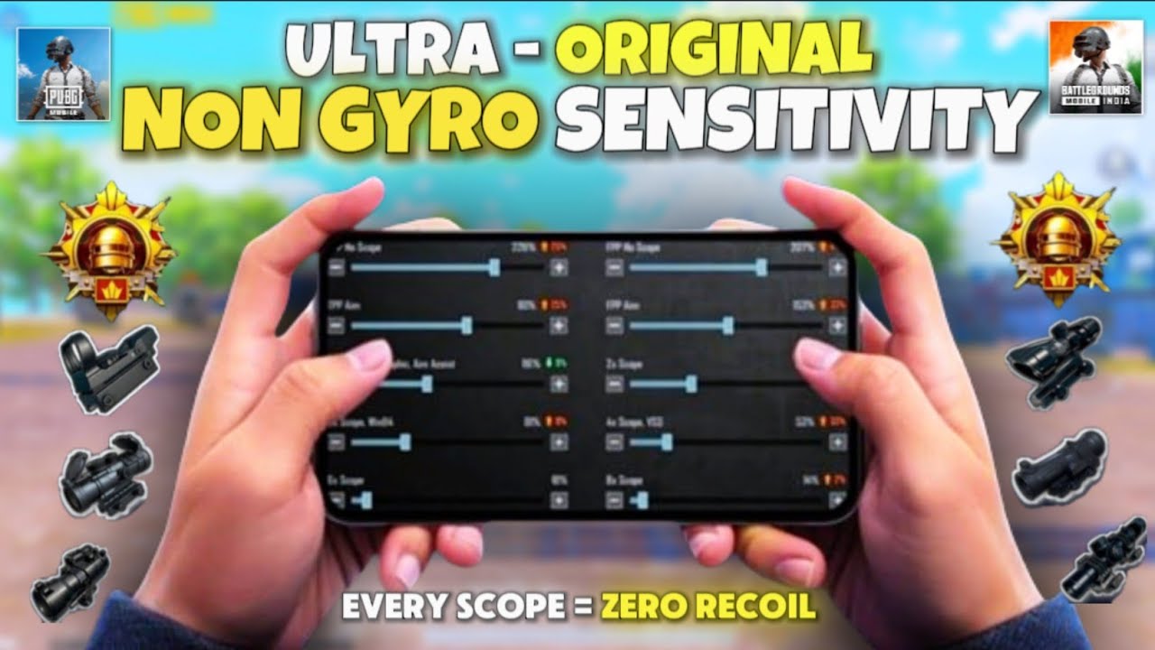 PUBG Mobile Non Gyro Best Sensitivity | 2025 Zero Recoil Non Gyro ...