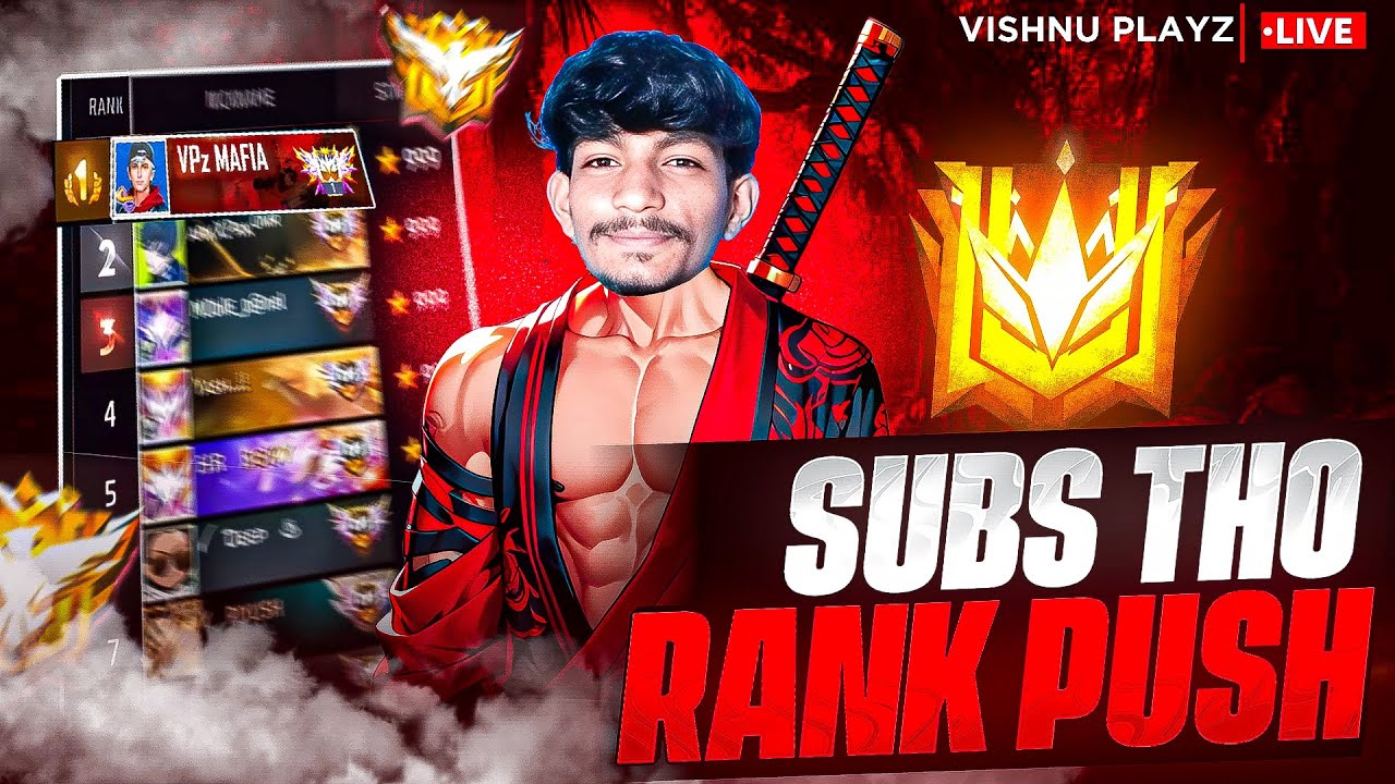 FREE FIRE LIVE TELUGU l RANK PUSH GRANDMASTER 🔥 l VISHNU IS LIVE l # ...