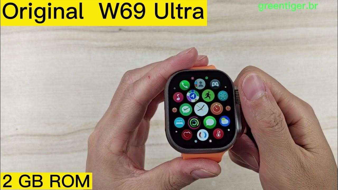 2GB ROM Original W69 Ultra Smart Watch Series 9 Compass GPS Tracker NFC Feel Game Siri - YouTube