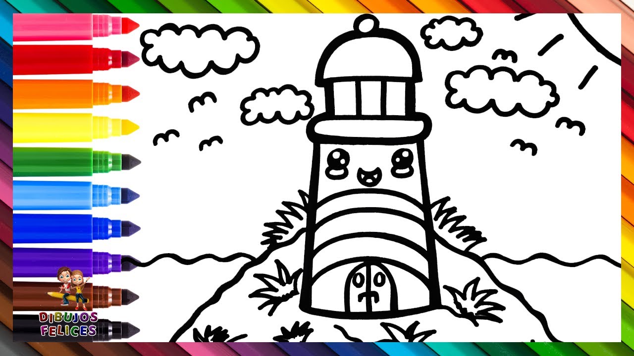Dibuja y Colorea Un Lindo Faro ⛯🌊🌈 Dibujos Para Niños - YouTube