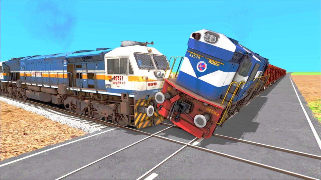 2 Trains on Same Track | Train Hits Train at Railroad Crossing— Indian ...