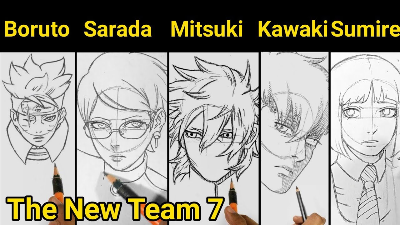How To Draw Boruto, Sarada, Mitsuki, Kawaki and Sumire 🔥 Boruto : Two Blue Vortex - YouTube