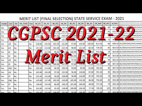 Cgpsc Merit list 2021 - 2022 / cgpsc state service exam final result ...